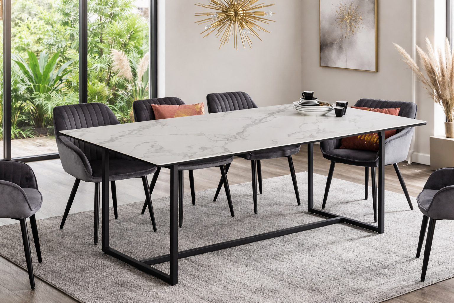 Symbiose Modern Ceramic Dining Table in Marble Look 200 cm - Artico ...