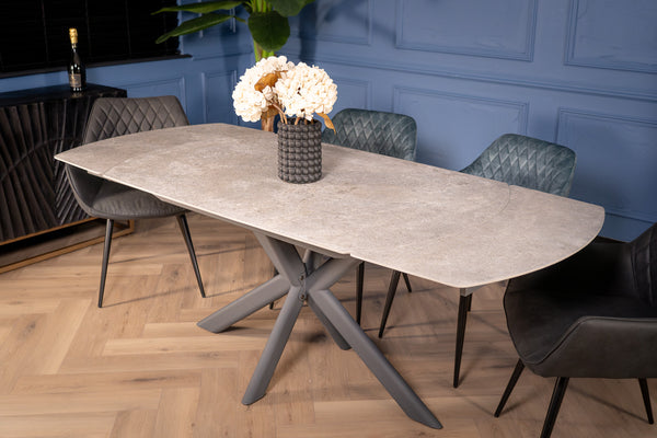 Integri Italian Sintered Stone Rotating Extendable Dining Table in Gre ...