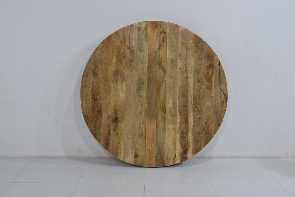 Galaxie Industrial Design Natural Mango Wood Round Dining Table with B ...