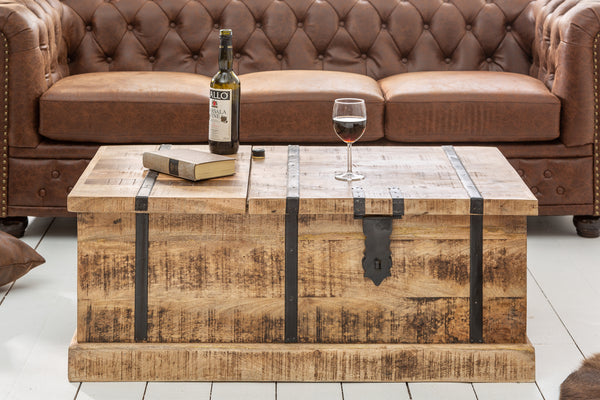 Bodega Natural Sheesham Solid Wood Coffee Table Bar with wine storage ...